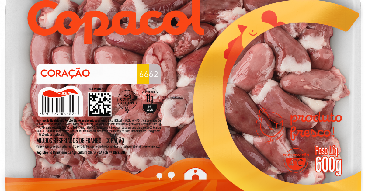 Copacol - Produtos - Coração de Frango Resfriado Band 600g