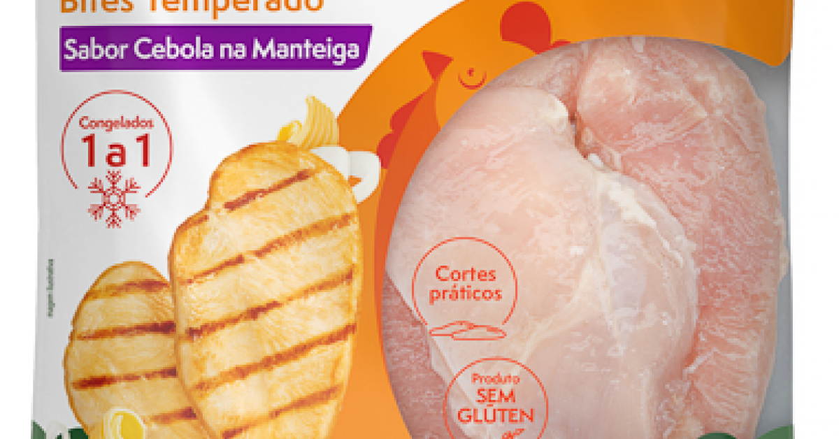 Copacol - Produtos - Filé de Peito em Bifes Temp. Sabor Cebola na Manteiga IQF 800g