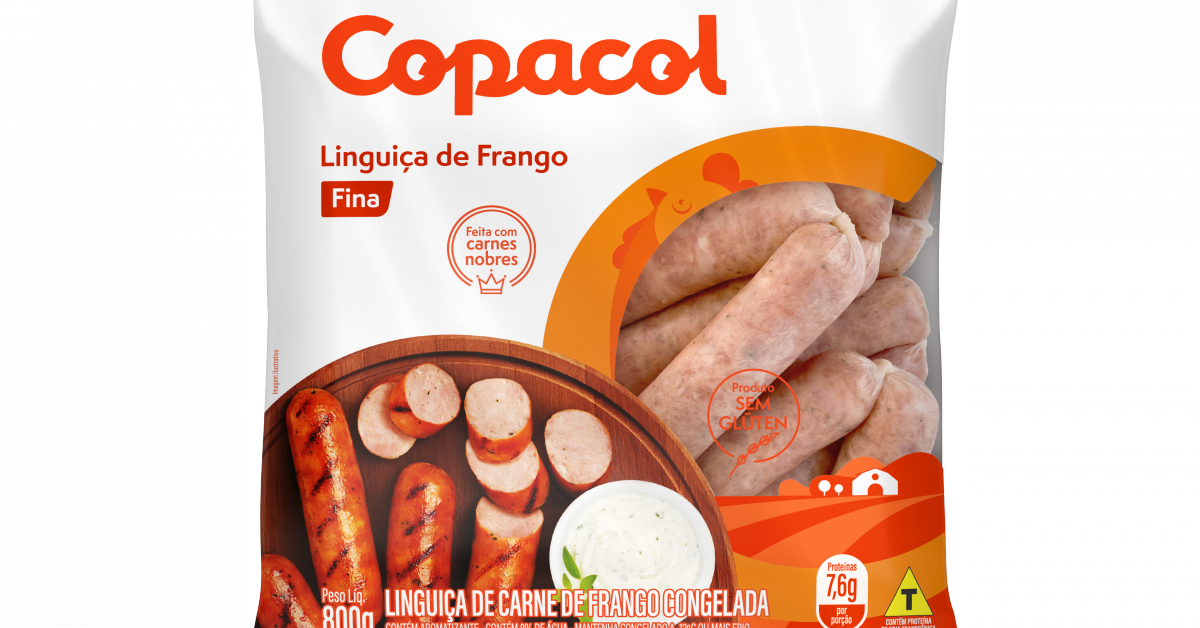 Copacol - Produtos - Linguiça de Frango Fina Congelada 800g