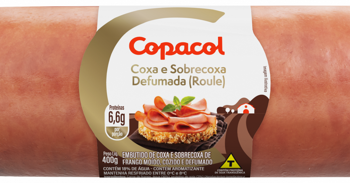 Copacol - Produtos - Coxa e Sobrecoxa Defumada (Roule) 400g