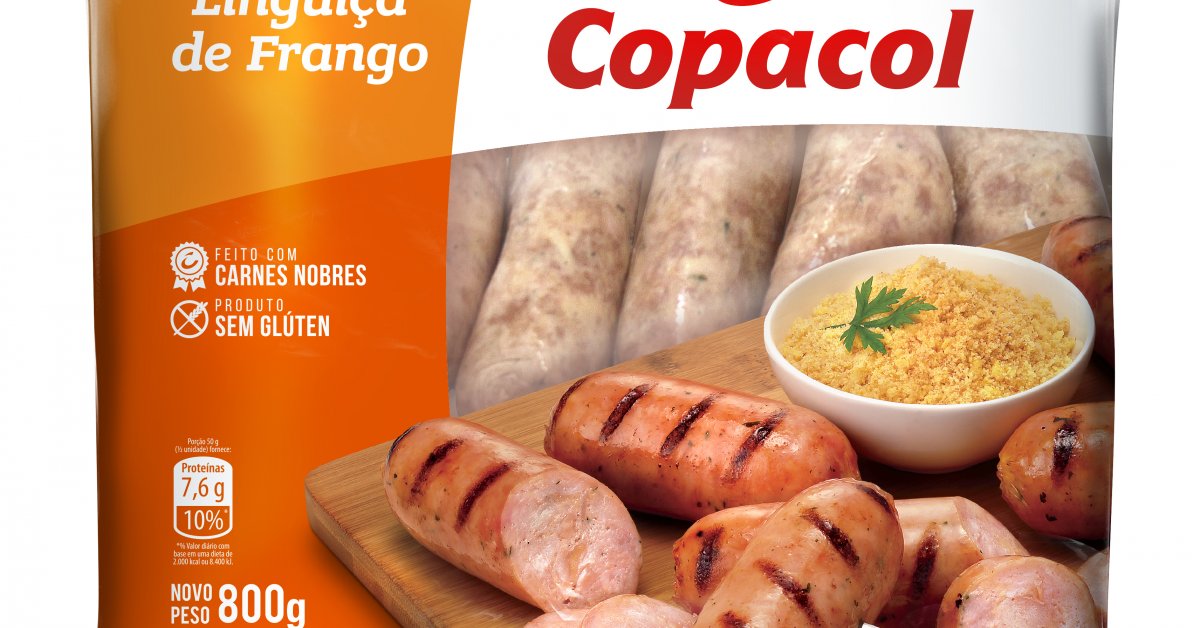 Copacol - Produtos - Linguiça de Frango Grossa Congelada 800g