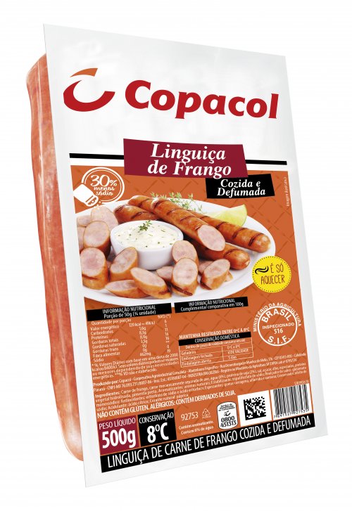 Copacol - Produtos - Linguiça de Frango Defumada 500g