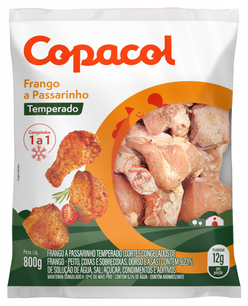 Copacol - Produtos - Frango à Passarinho Temperado Congelado IQF 800g